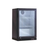 China Single Door Hinged Commercial Bar Fridge Black Beer Display Chiller for sale
