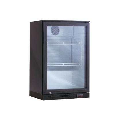 China Single Door Hinged Commercial Bar Fridge Black Beer Display Chiller for sale