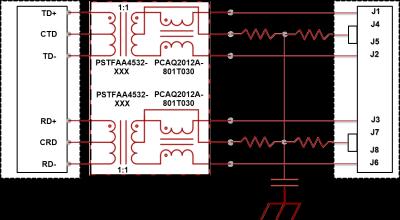 China Ethernet Transformer PROD Tech PSTFAA4532-201M1R0P15 supporting 0 to 60W POE and 1G to 10G transmission rates for sale