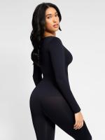 China Women's High Elastic One Piece Romper with Tummy Control and Solid Pattern Skinny Fit for sale