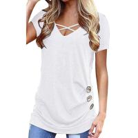 China Summer Sexy Womens Short Sleeve Top in White/Black for Comfortable Daily Wear for sale
