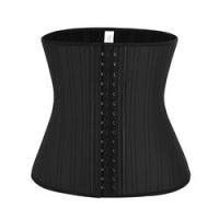 China 29 Steel Boned Women Tummy Control Body Shaper Adjustable 3 Hooks Latex Waist Trainer for sale