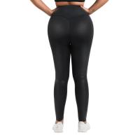 China High Waist Tummy Trimmer Control Leather Pants for Women 65% Nylon 35% Spandex Fabric for sale