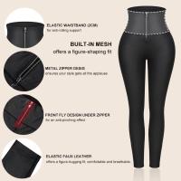 China High Waist Tummy Trimmer Control Leather Pants for Women 65% Nylon 35% Spandex Fabric for sale