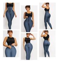 China High Waist Women's Shapewear Jeans Trousers Waist Trainer Leggings Slimming Waistline for sale