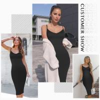 China Stylish Casual Solid Summer Party Pencil Dress for Women Custom Logo Elegant Midi Dress for sale