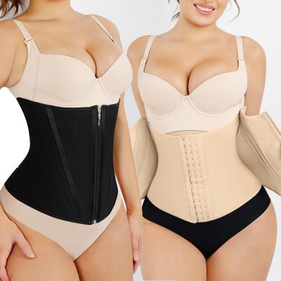 China Custom Logo Shapers Adjustable Hooks and Zipper for Extreme Latex Waist Trainer Corset for sale