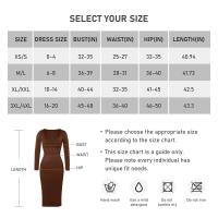 China Elastic Waist Knitted Square Neck Long Sleeve Sling Summer Midi Bodycon Shapewear Dress for sale
