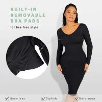 China 2023 Women's Deep V Neck Seamless Body Shaper Dress for Waist Trimming and Bodycon Fit for sale