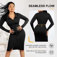 China Seamless Waist Trimming Retro Long Sleeve Shirt Dress With Built In Shapewear Body Shaper For Women for sale
