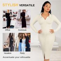China Seamless Waist Trimming Retro Long Sleeve Shirt Dress With Built In Shapewear Body Shaper For Women for sale