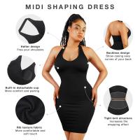China Pink Body Shaper Shapewear Seamless Halter Neck Deep U Outer Wear Dress for Women in Summer for sale