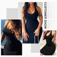China Pink Body Shaper Shapewear Seamless Halter Neck Deep U Outer Wear Dress for Women in Summer for sale