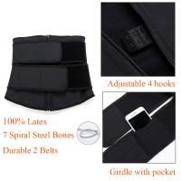 China Customized Logo HEXIN Women's Latex Waist Trainer with Three Hooks and 3 Strap Waist Trimmer for sale