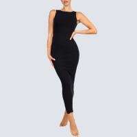 China Autumn Fabric Type Woolen Light Support Crew Collar Long Bulit-In Shapewear Dress for Women for sale