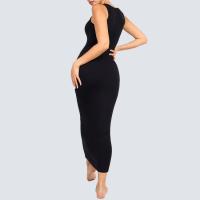 China Autumn Fabric Type Woolen Light Support Crew Collar Long Bulit-In Shapewear Dress for Women for sale