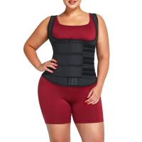 China OEM Waist Trainer HEXIN Black Shaping Front Hooks Adjustable Straps 25 Steel Boned Vest for sale
