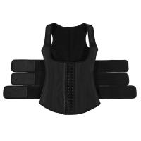 China OEM Waist Trainer HEXIN Black Shaping Front Hooks Adjustable Straps 25 Steel Boned Vest for sale