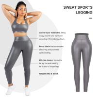 China Women 3 Pieces Sauna Sweat Sets Sport Tops Yoga Sports Pants And Bra With Removable Cups for sale