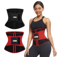 China Double Elastic Waistbands Red Neoprene Waist Trainer by HEXIN for Women Fat Burning for sale