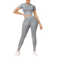 China HEXIN Breathable Material Short Sleeve Crop Top and High Waist Leggings Set for Women for sale