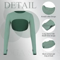 China Long Sleeves Sports Crop Top with Thumb Holes in Polyester/Spandex Fabric by HEXIN for sale