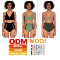 China S/M/L Fitness Bikini Swimwear for Women HEXIN Custom High Waist Two Pieces Beachwear for sale