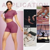 China Plus Size HEXIN Style Womens Two Piece Yoga Outfits Ruched Crop Tops Shorts Activewear for sale
