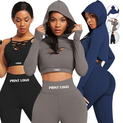 China Summer White HEXIN Waisted Leggings and Crisscross Straps Sports Bra Yoga Clothes Set for sale