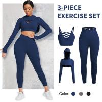 China 3-Piece Yoga Set Breathable Sports Bra Activewear Leggings and Plus Size Yoga Clothes for sale