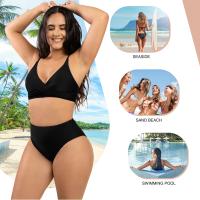 China HEXIN High Waist Two Pieces Customized Logo Printing AS SHOW Swimsuits for Women 2023 for sale