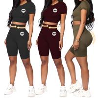 China 1000 HEXIN Round Neck Suit Hollow Out Back Elastic Sportswear Yoga Set Women Plaid for sale