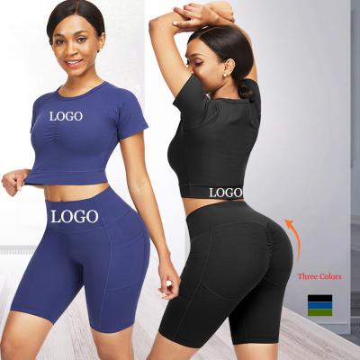 China Sexy Plaid Two Piece Yoga Outfits for Women in HEXIN Fabric Black/Blue/Orange/Green for sale
