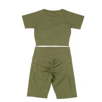 China Women's Seamless Yoga Set Running Shirts and Shorts Sets for Fitness Gym Crop Tops for sale