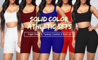 China HEXIN Fashion Women's High Waisted Mini Sport Suit Running Two Piece Set for Exercise for sale