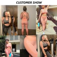 China Women Racerback Sports Bra and Hi-Waist Leggings Yoga Clothes 10000 Quantity 2 Pieces Set for sale