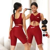 China Women Racerback Sports Bra and Hi-Waist Leggings Yoga Clothes 10000 Quantity 2 Pieces Set for sale