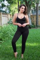 China Autumn Knitted High Stretchy Tummy Control Jumpsuit with Removable Cup Pads for sale