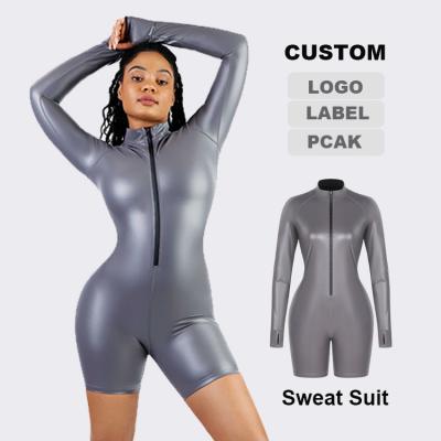 China Quick Dry Solid Pattern Jumpsuit for Women with Customized Logo and Breathable Fabric Gym Set for sale