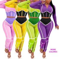 China Spring Contrast Color Casual Jogging Sports Suit For Women 2 Piece Set Women Clothing for sale