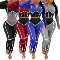 China Spring Contrast Color Casual Jogging Sports Suit For Women 2 Piece Set Women Clothing for sale