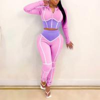 China Spring Contrast Color Casual Jogging Sports Suit For Women 2 Piece Set Women Clothing for sale