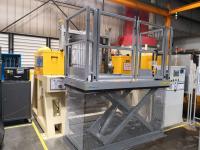 China 2840X800mm Explosion-Proof Hydraulic Electric Lift Table Powered Stationary Scissor Lifts with Handrail Chain and Bellow for sale