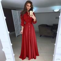 China 2018 Autumn and Winter Women Long Dress Casual Long Sleeve Slim Dress Ladies Fashion Botton Maxi Long 2Dress for sale