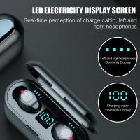 China Wireless Earphone Bluetooth V5.0 F9 Tws Wireless Bluetooth LED Display Headphone (With 2000mAh Power Bank Headset, With Microphone) for sale