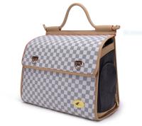 China Classic Grid White Dog Outdoor Handbag Cute Pet Carriers for sale