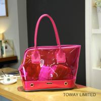 China Non-Toxic Transparent PVC Dog Carrier Outdoor Shoulder Pet Bag for sale