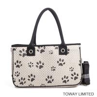 China Paws Printing Leather Knitting Dog Carriers Pet Products Shoulder Bag for sale