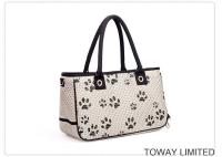 China Paws Printing Leather Knitting Dog Carriers Pet Products Shoulder Bag for sale