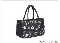 China Paws Printing Leather Knitting Dog Carriers Pet Products Shoulder Bag for sale